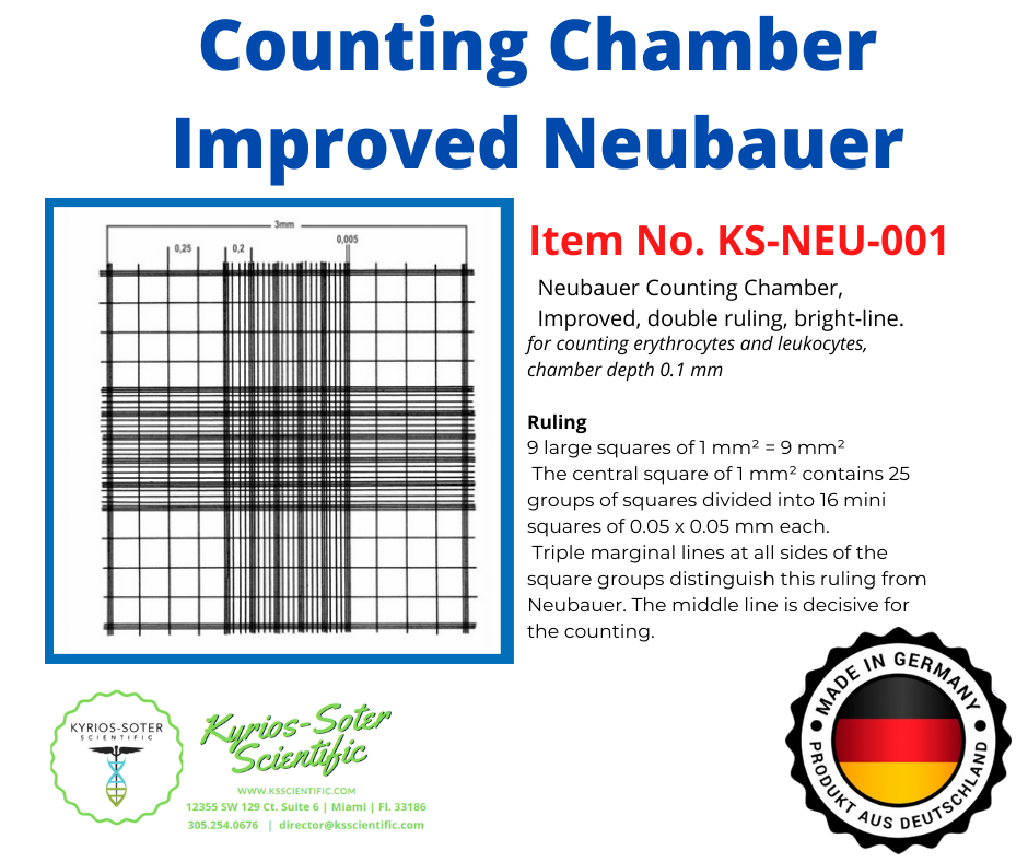 KS-NEU-001 Hemocytometer Neubauer Counting Chamber - Made In Germany ...