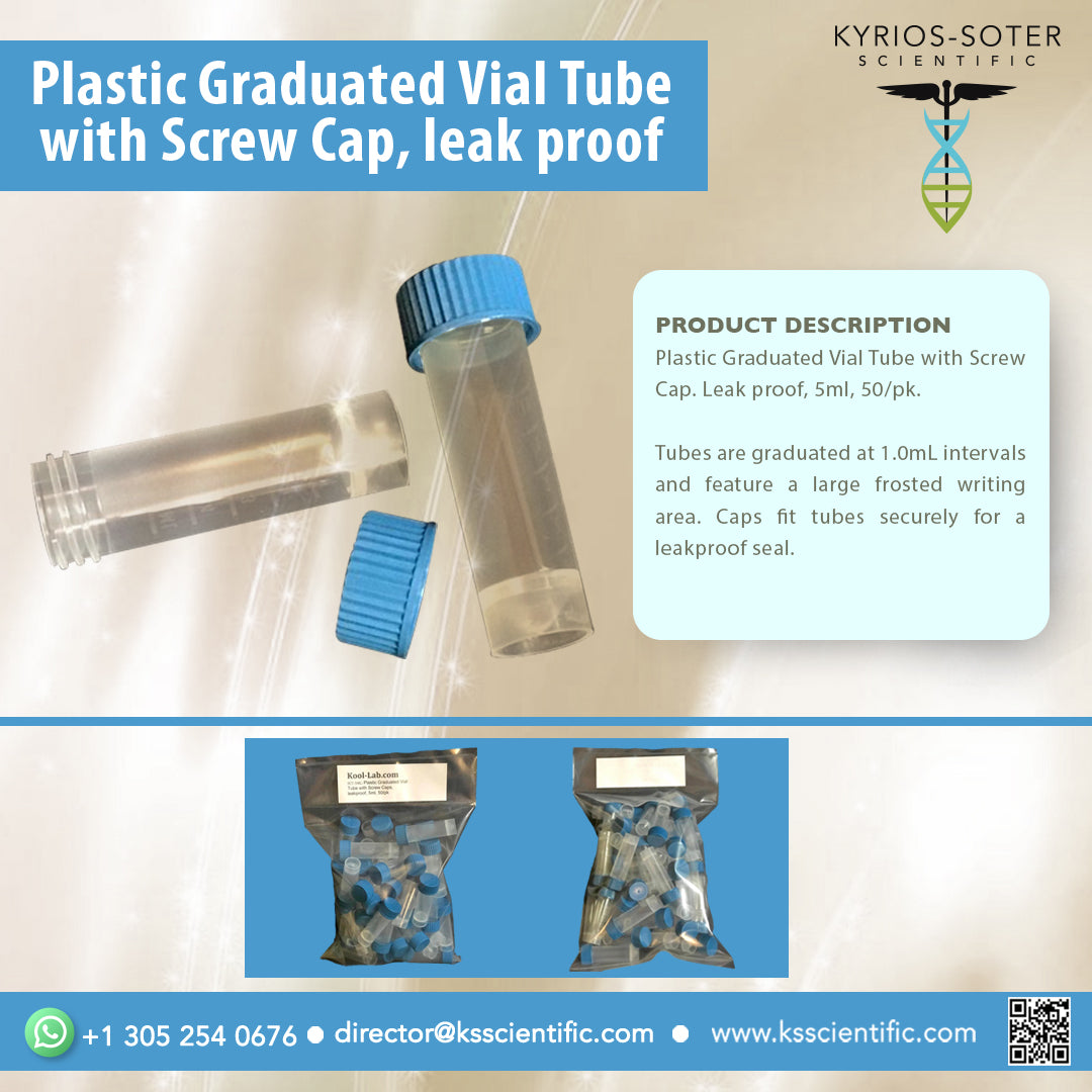 Transport Tube, Plastic Graduated, with Green or Blue leakproof Screw ...