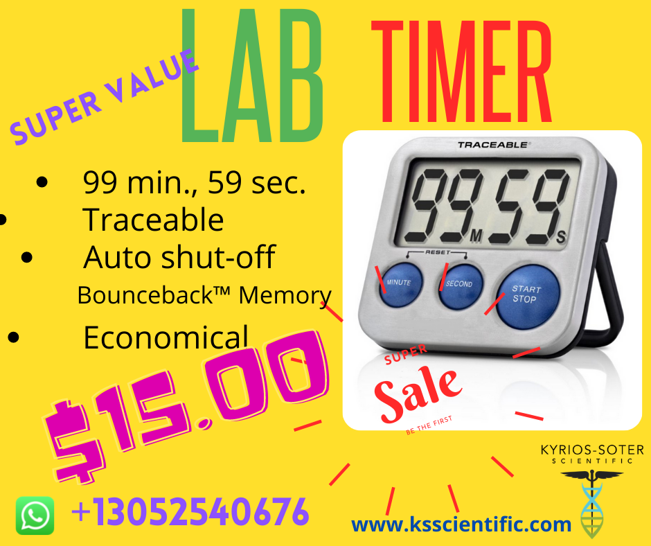 Lab Timer, Economical, 99 min. 59 sec., Auto Shut-Off, Bounceback Memo ...